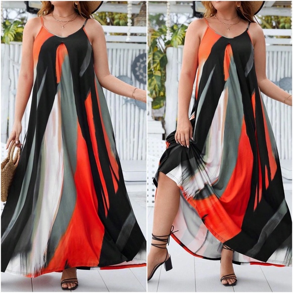 Dresses | Plus Vibrant Colorblock Flowy Slip Maxi Dress | Poshmark